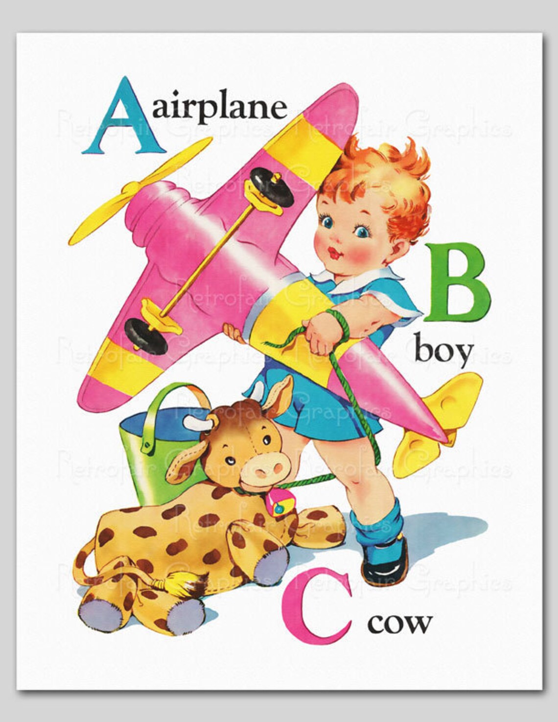 Boy With Airplane ABC Printable 8 X 10 Instant Download - Etsy