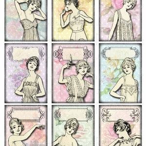 Instant Download, Vintage Lingerie Girl Labels, ATC Sized Digital ...