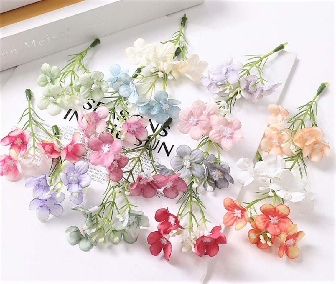 25 Stems Artificial Flowers, 8 Colors, Cupcake Decor, Wedding Cake ...
