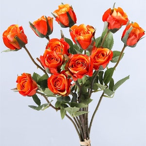 12 Stems Burnt Orange Rose Bud Bundle, Fall Wedding Bouquet, Burnt ...