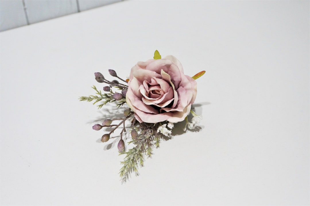 Blush Purple Boutonnieres, Dusty Rose Boutonniere, Blush Buttonhole ...