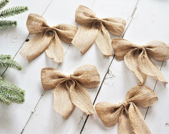 Burlap Christmas Tree Topper Bow, Rustic Topper, Shabby Chic Tree ...