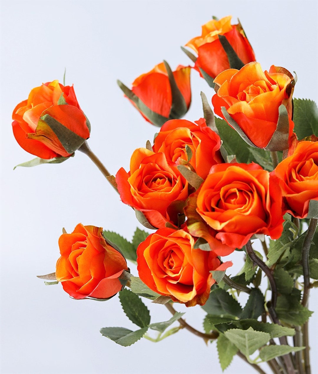 12 Stems Burnt Orange Rose Bud Bundle, Fall Wedding Bouquet, Burnt ...