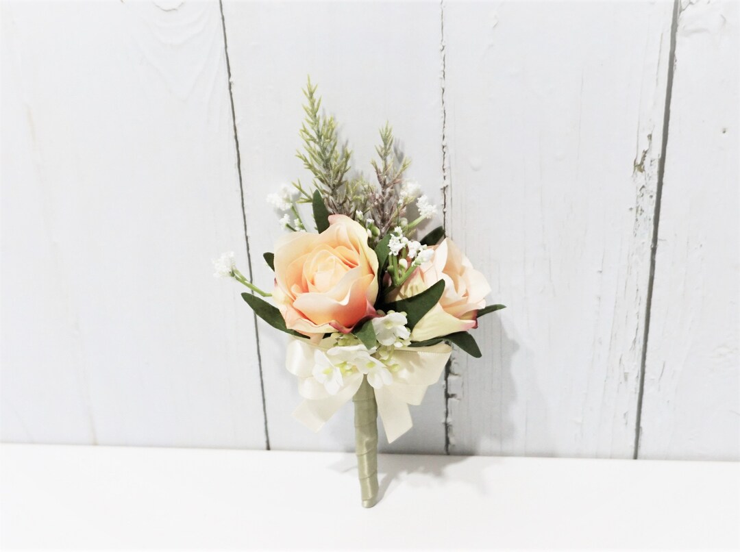Blush Boutonnieres, Blush Buttonhole, Blush Corsage, Blush Wedding ...