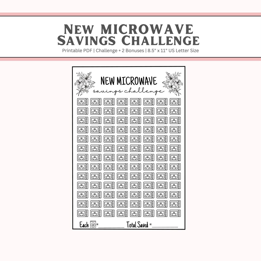 New Microwave Savings Challenge Printable | US Letter Size Savings ...