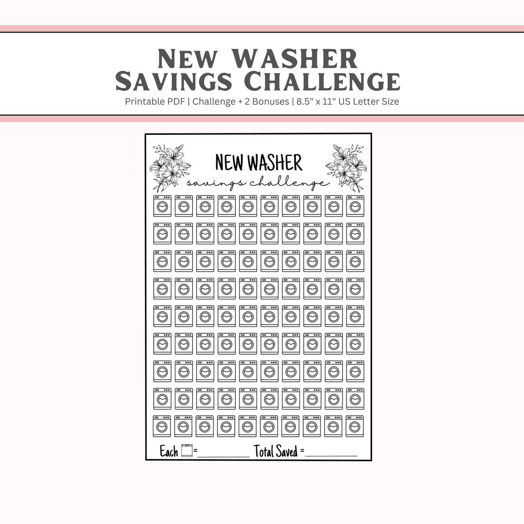 New Washer Savings Challenge Printable | US Letter Size Savings ...