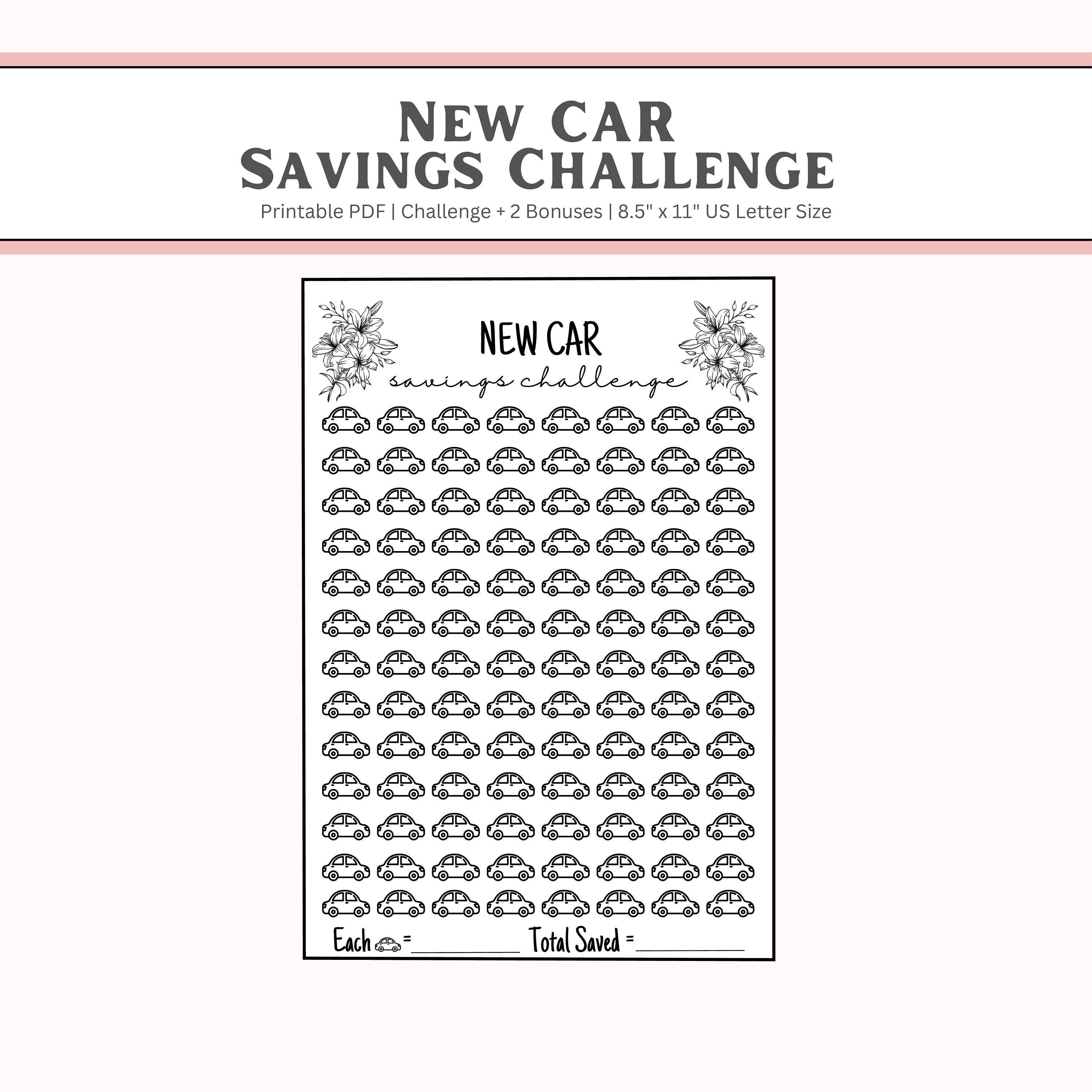New Car Savings Challenge Printable US Letter Size Savings - Etsy
