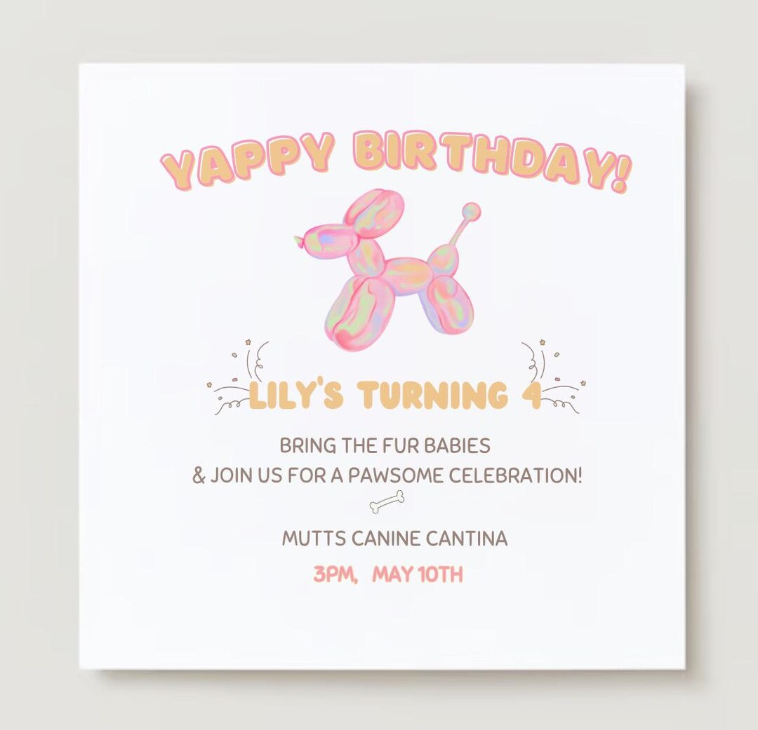 Yappy Birthday Digital Invitation Printable - Etsy