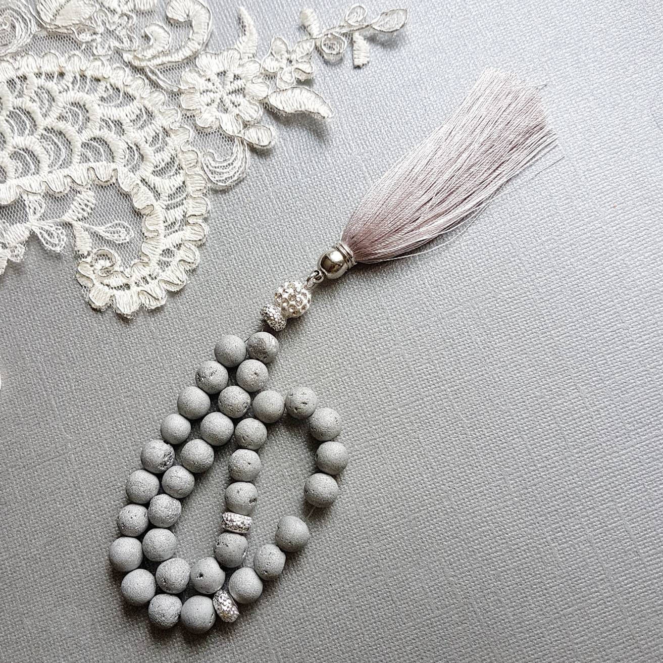Grey Druzy Tasbih Tasbeeh for Bride Islamic Dhkir Bead - Etsy Denmark