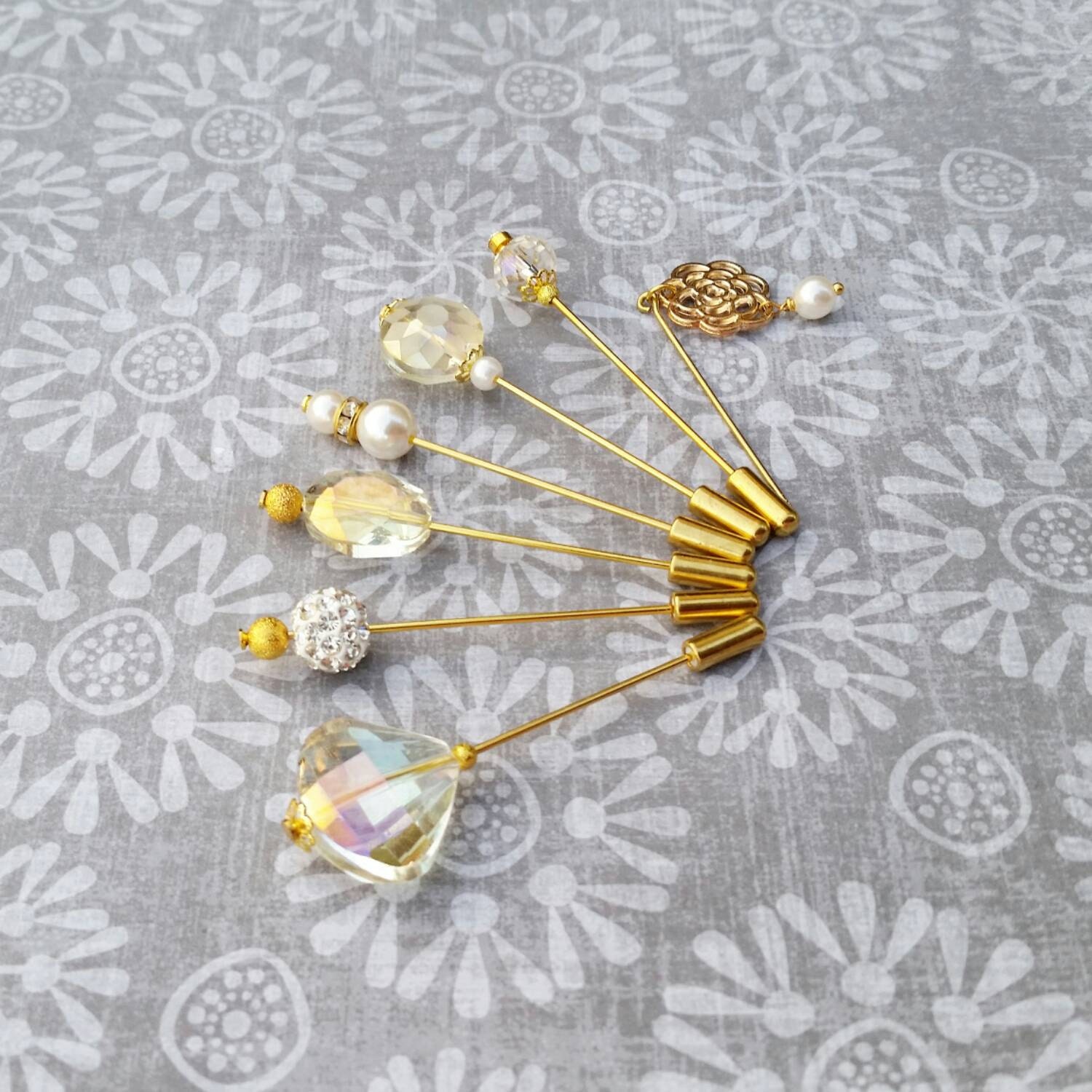 Hijab Pin Set Gold Hijab Pins Gold and Glitter Hijab Pins - Etsy