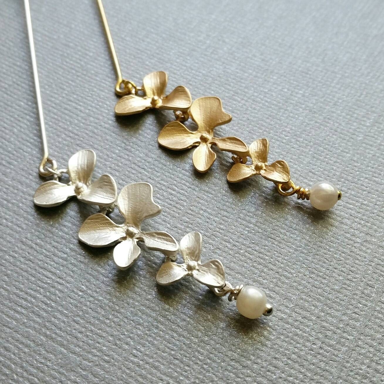 Orchids Pearl Hijab Pins Matt Gold Silver Hijab Accessory | Etsy