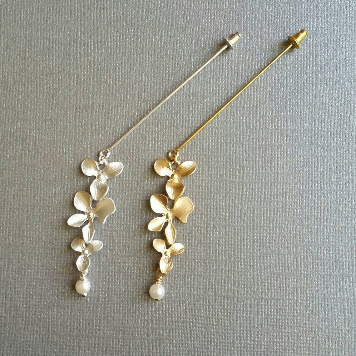 Orchids Pearl Hijab Pins Matt Gold Silver Hijab Accessory | Etsy