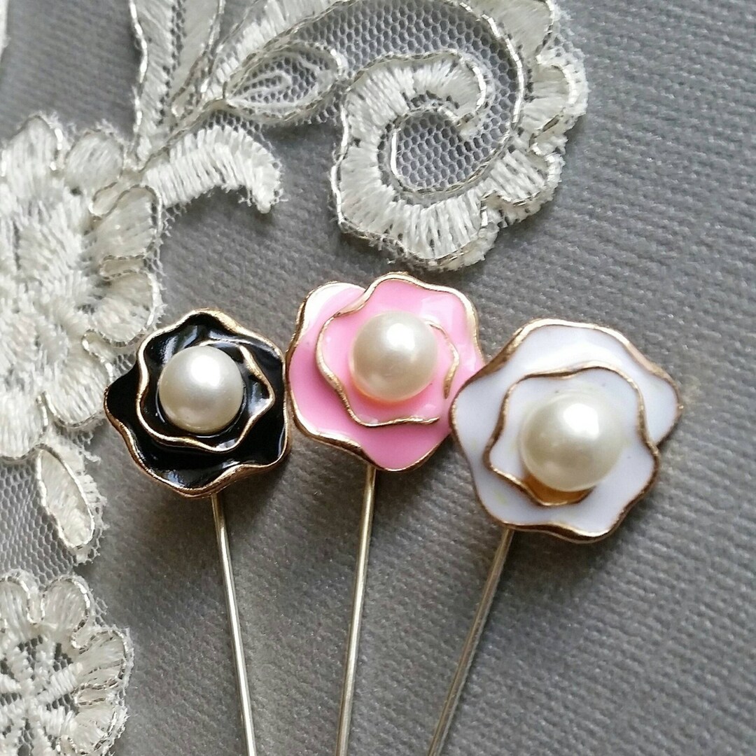 Pearl Rose Hijab Pin, Hat Pin, Lapel Pin, Bridal Hijab, Muslim ...