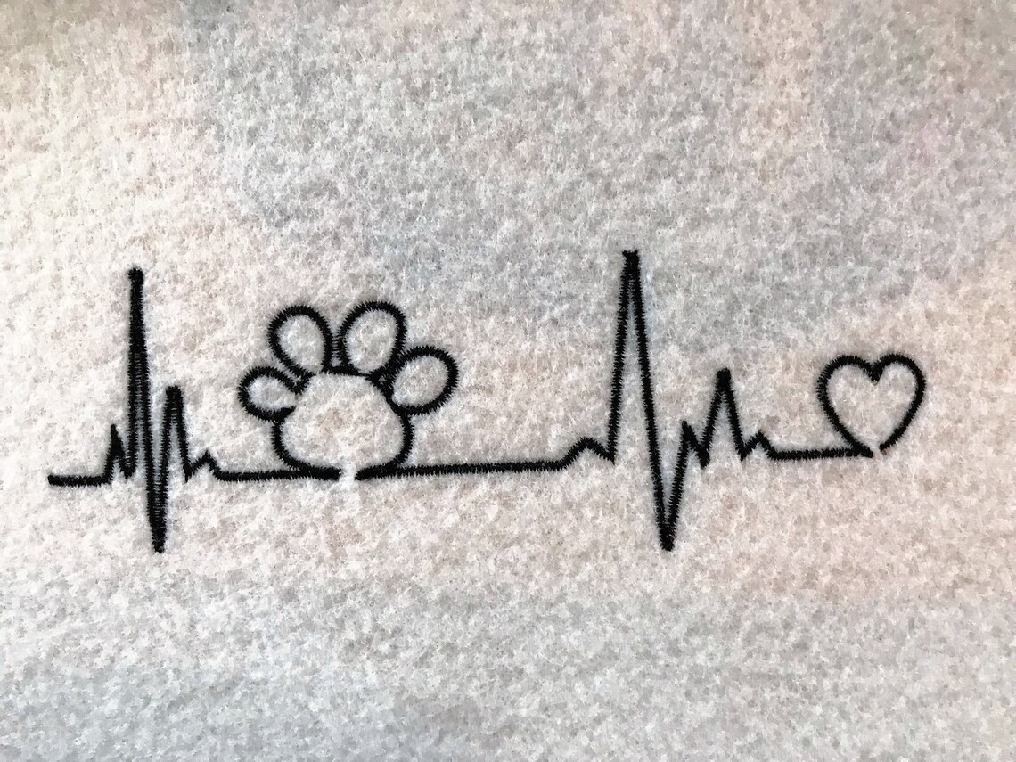 Heartbeat Paw Print Heart Love Embroidery File, 5x7 Instant Download - Etsy