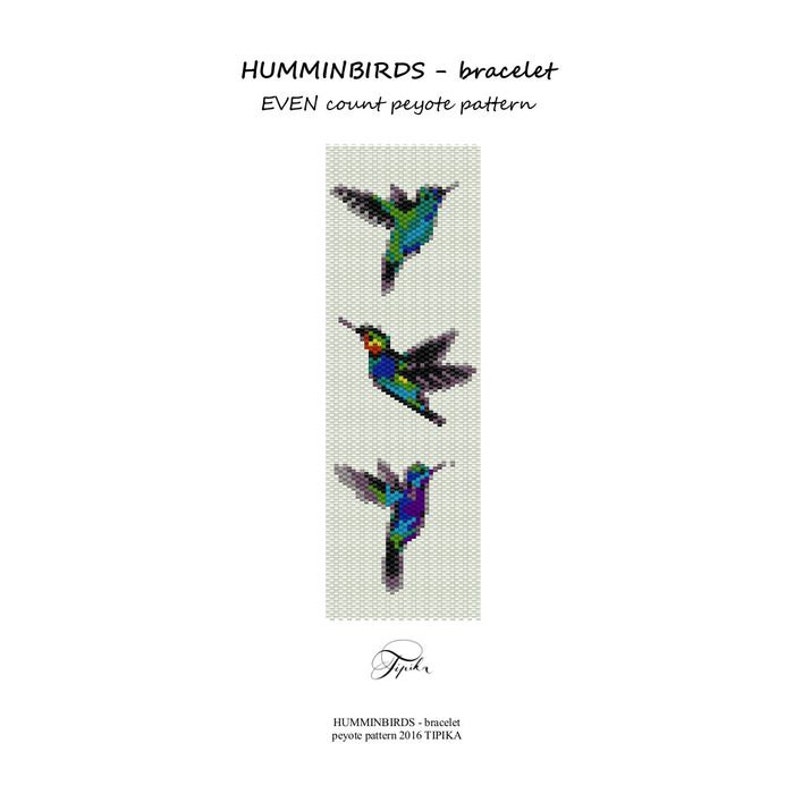 Peyote pattern hummingbirds handmade bracelet tutorial | Etsy