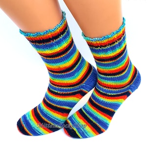 Hand Knitted Rainbow Socks, Colorful Socks, Stylish Womens Socks ...
