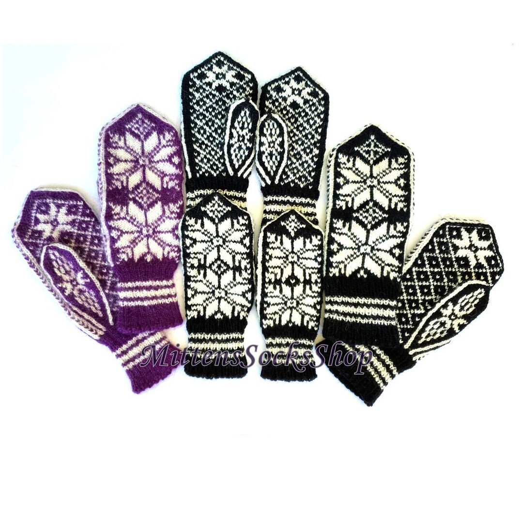 Hand Knit Nordic Wool Mittens for Winter, Scandinavian Gloves - Etsy