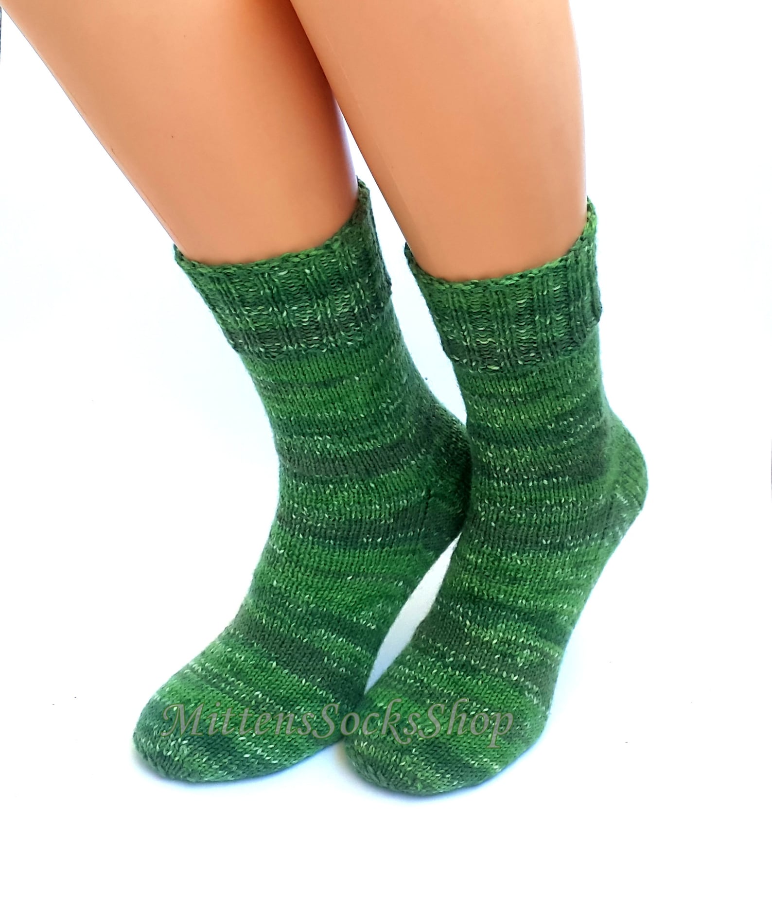 Hand Knit Green Blue Socks Colorful Socks Stylish Womens Socks - Etsy