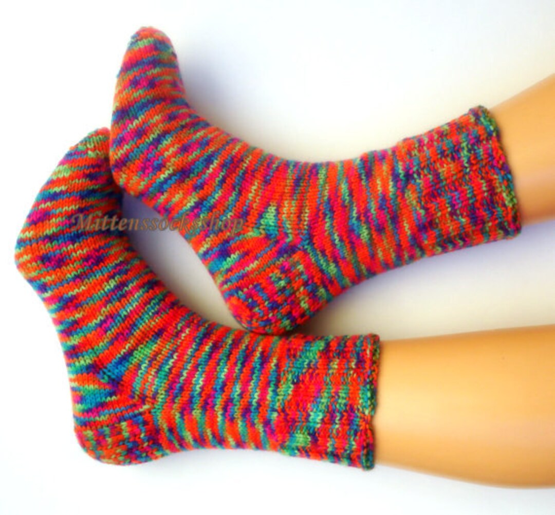 Hand Knitted Rainbow Socks, Colorful Socks, Multicolor Socks, Bright ...