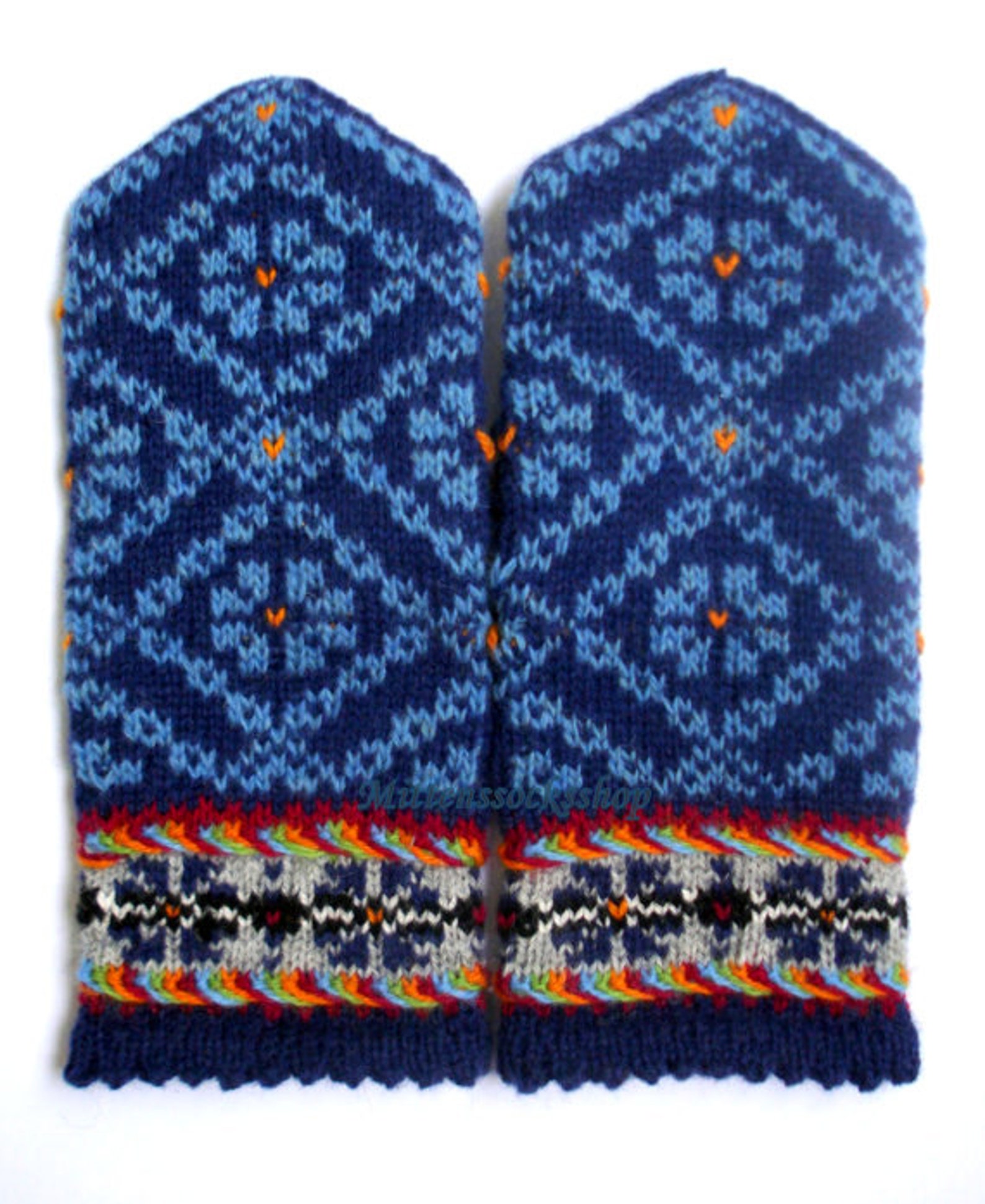 Blue Wool Mittens Hand Knitted Mittens Hand Knitted Blue - Etsy