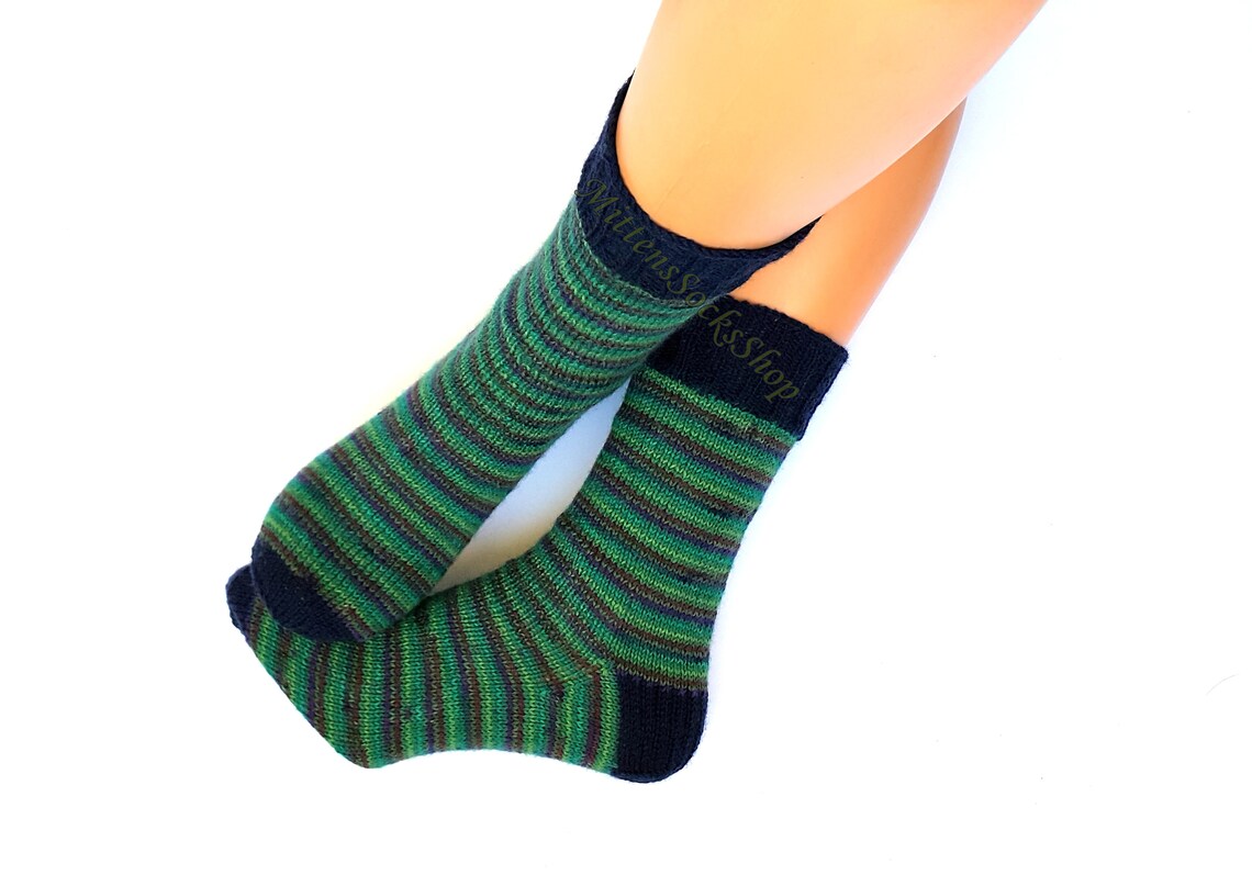 Hand Knit Green Blue Socks Colorful Socks Stylish Womens Socks - Etsy
