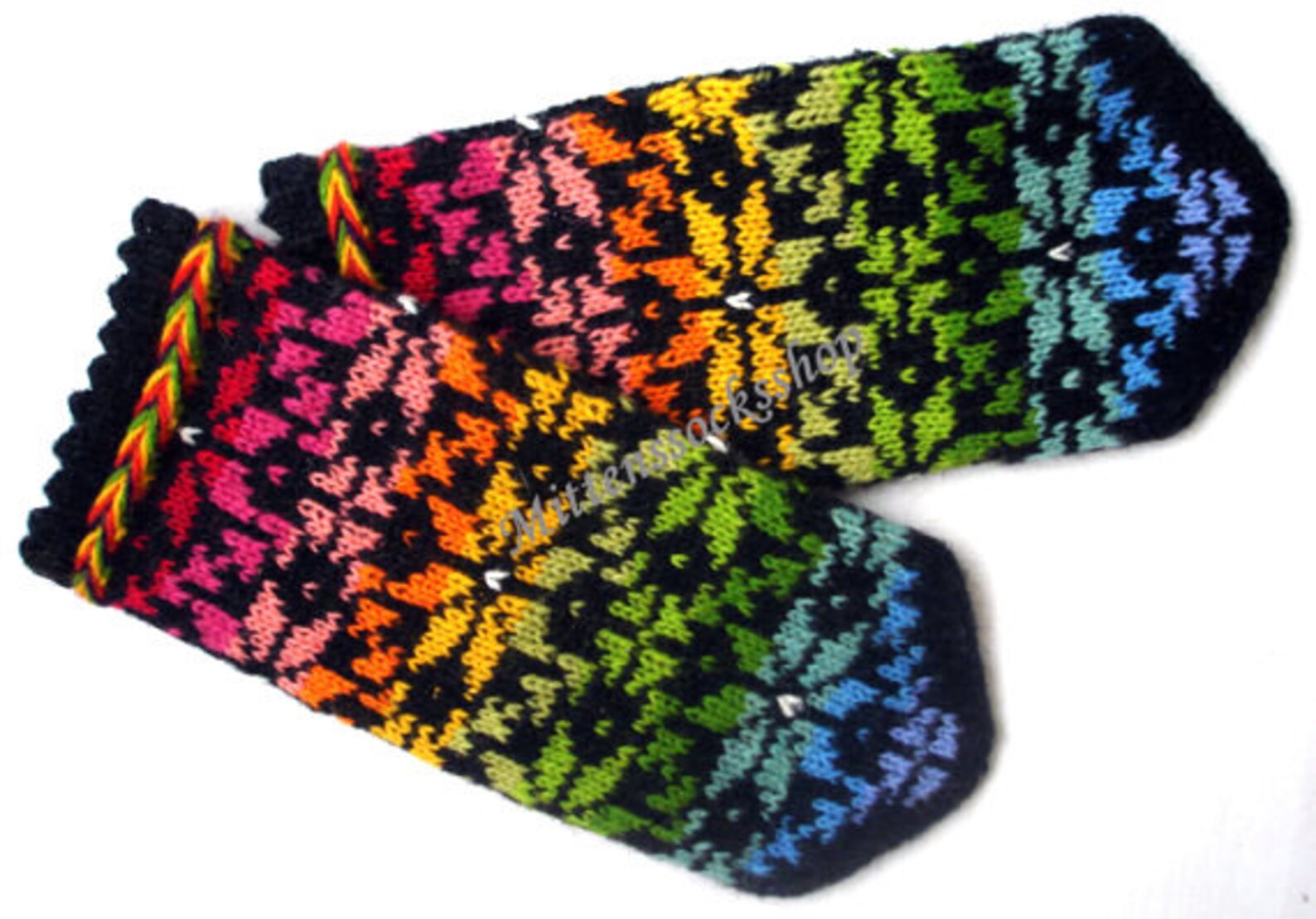 Rainbow Mittens Hand Knitted Mittens Rainbow Gloves Latvian - Etsy