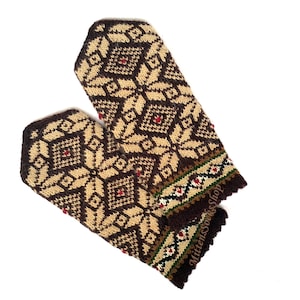 Beige Brown Hand Knit Wool Mittens, Beige Brown Gloves, Hand Knit ...