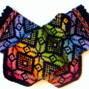 Hand Knit Rainbow Mittens, Wool Mittens, Knit Rainbow Gloves, Wool ...