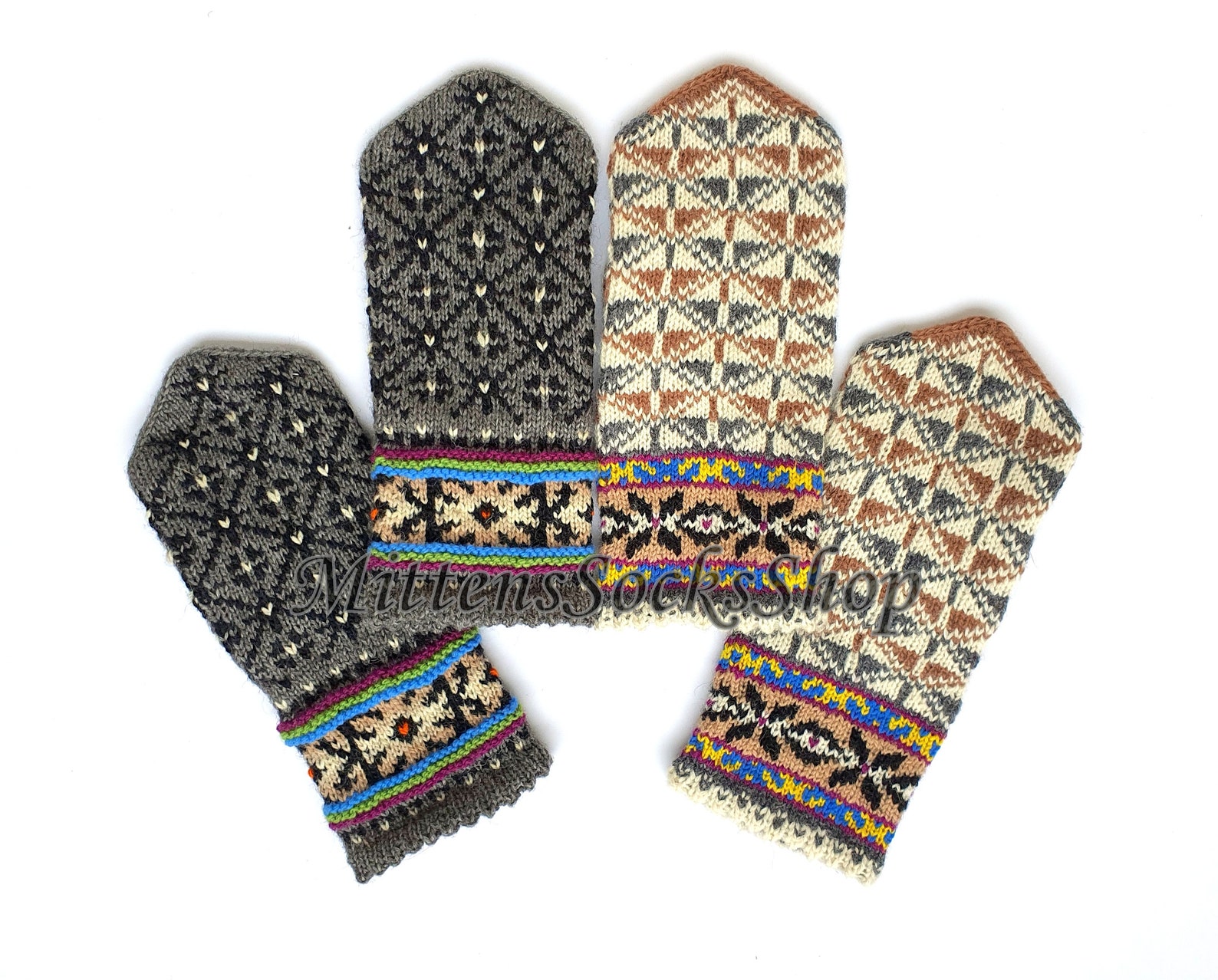 Hand Knitted Wool Mittens Latvian Mittens Wool Gloves Nordic | Etsy