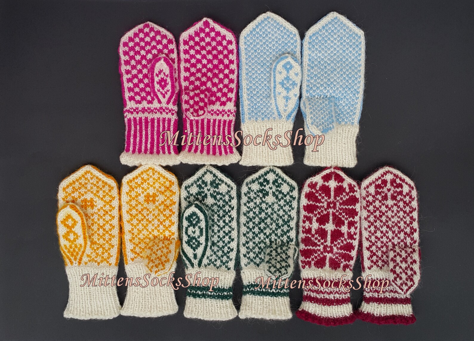Norwegian Wool Mittens: Hand Knit Nordic Pattern, Warm Winter Gloves - Etsy
