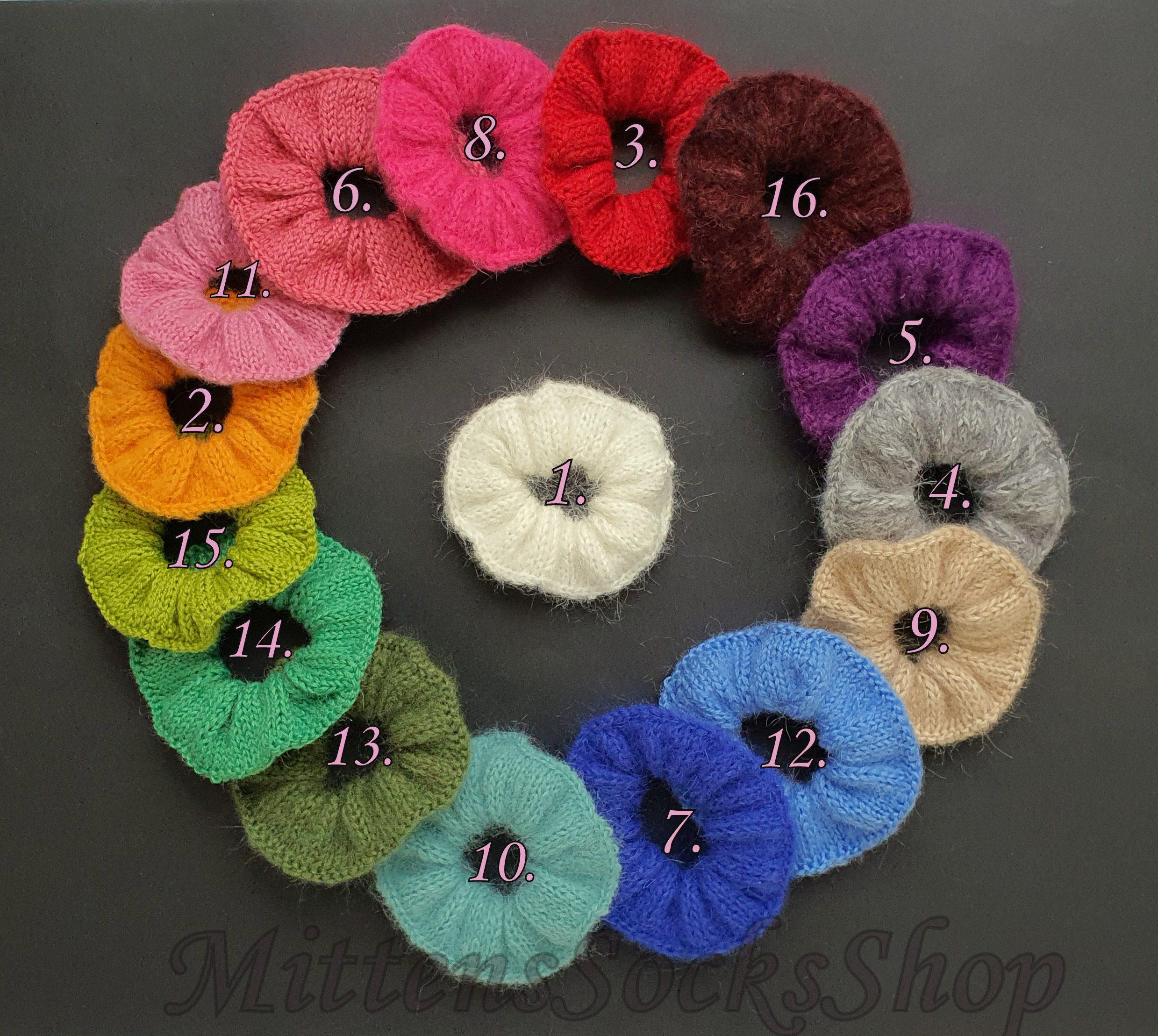 Hand Knit Scrunchies, Hair Tie, Boho Scrunchies, Mohair Scrunchies ...