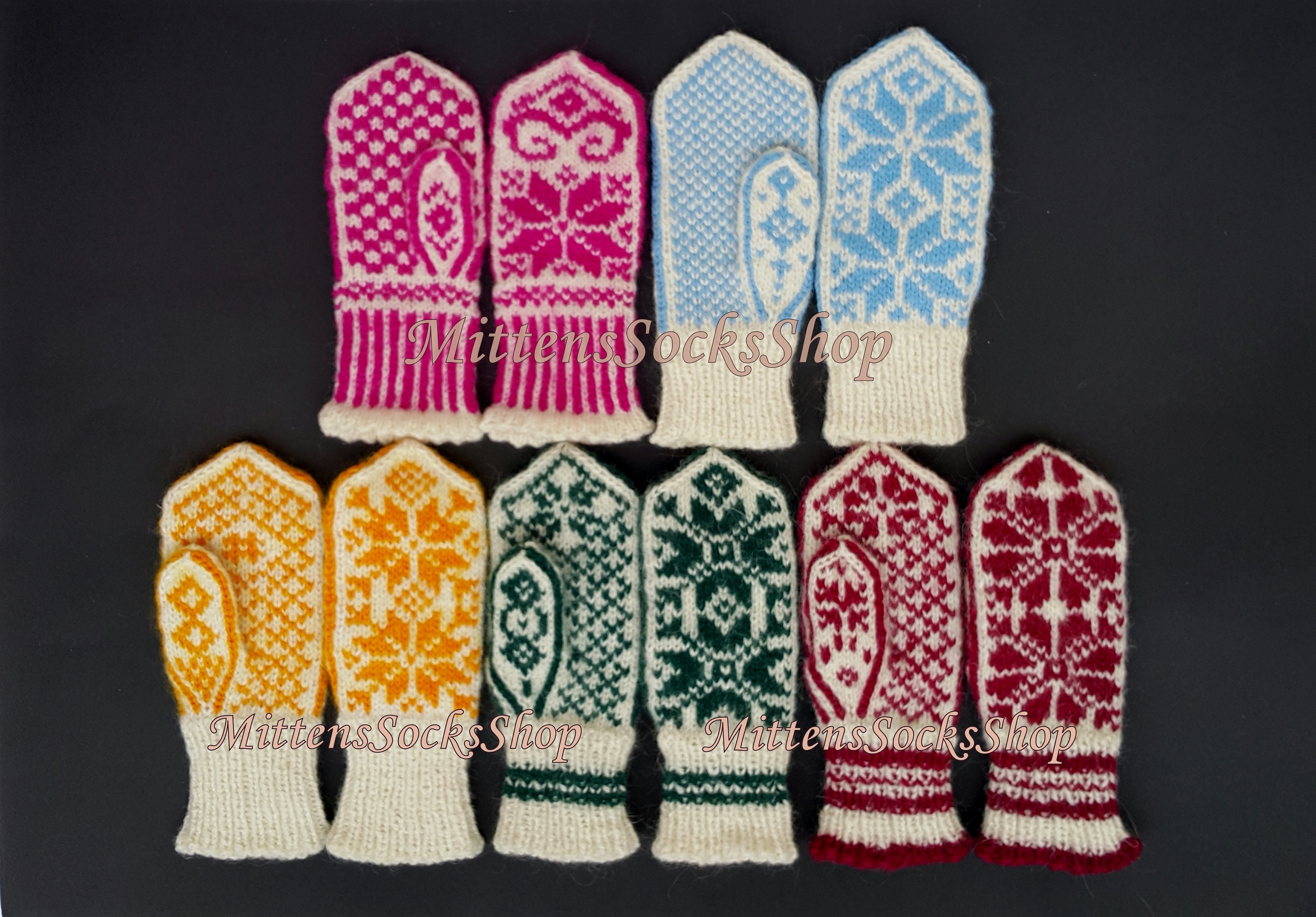 Hand Knit Wool Mittens for Kids, Knit Mittens for Children, Baby ...