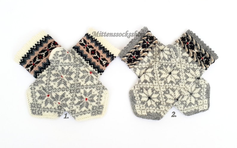 White Gray Mittens Hand Knit Wool Mittens Hand Knit White - Etsy