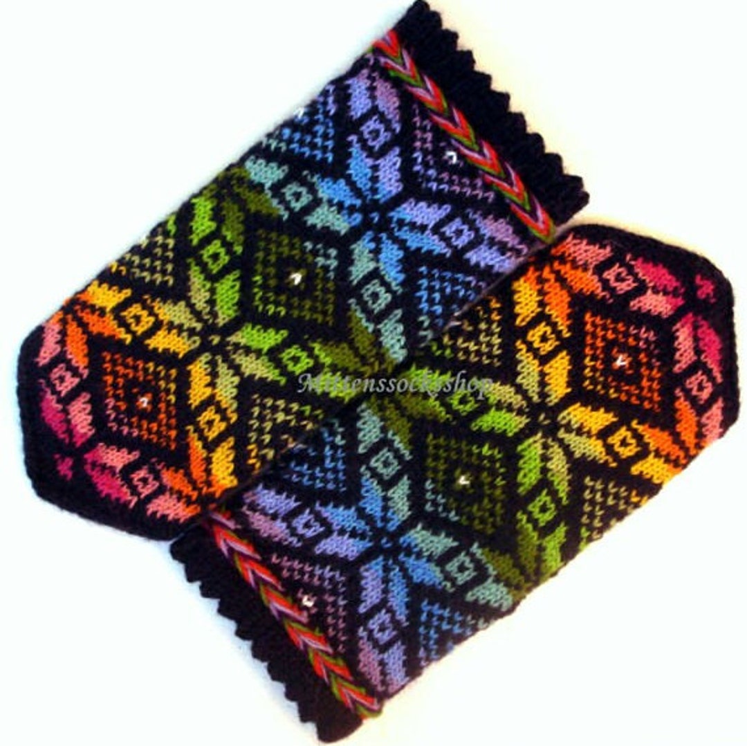 Hand Knit Rainbow Mittens, Wool Mittens, Knit Rainbow Gloves, Wool ...