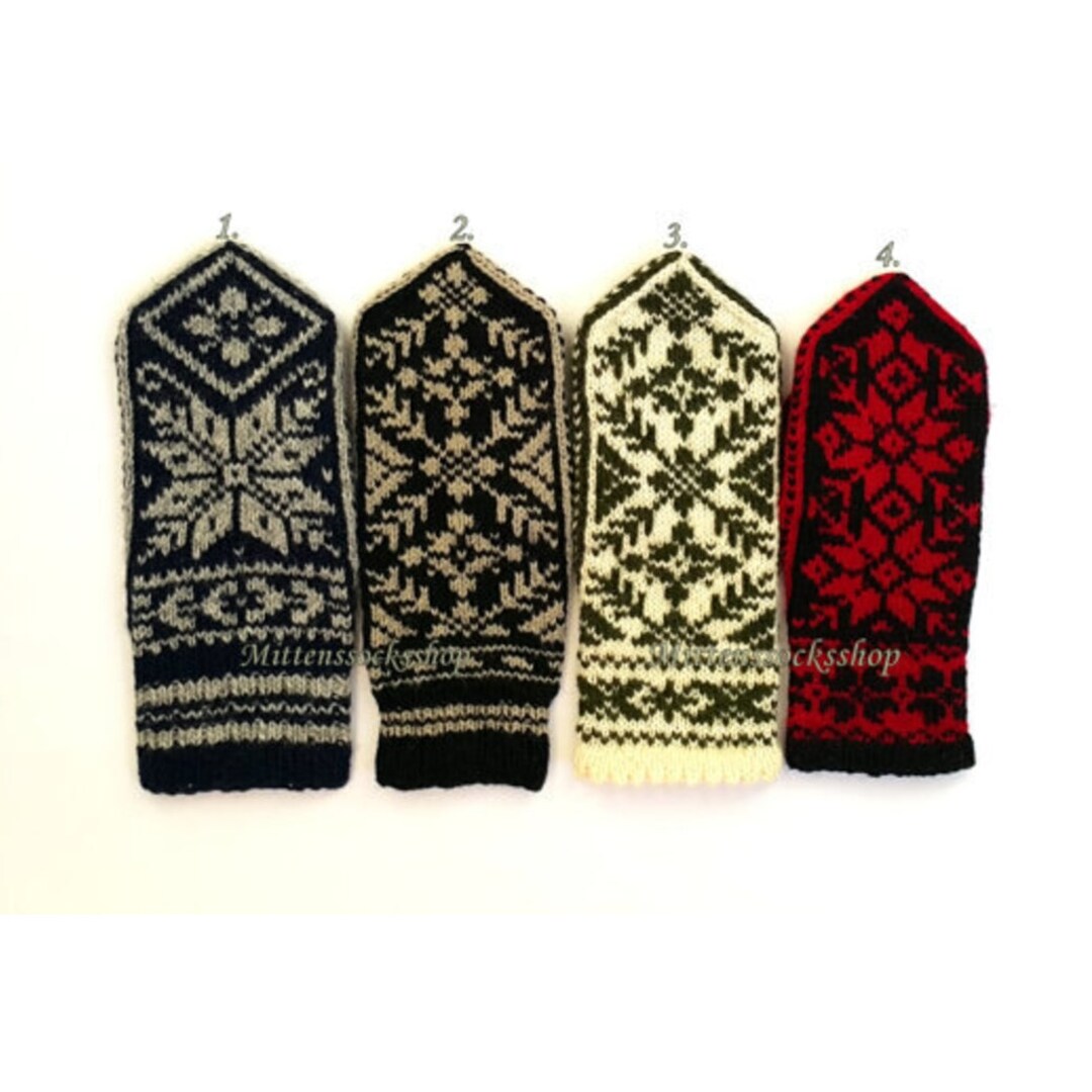 Nordic Mittens, Hand Knitted Wool Mittens, Norwegian Mittens ...