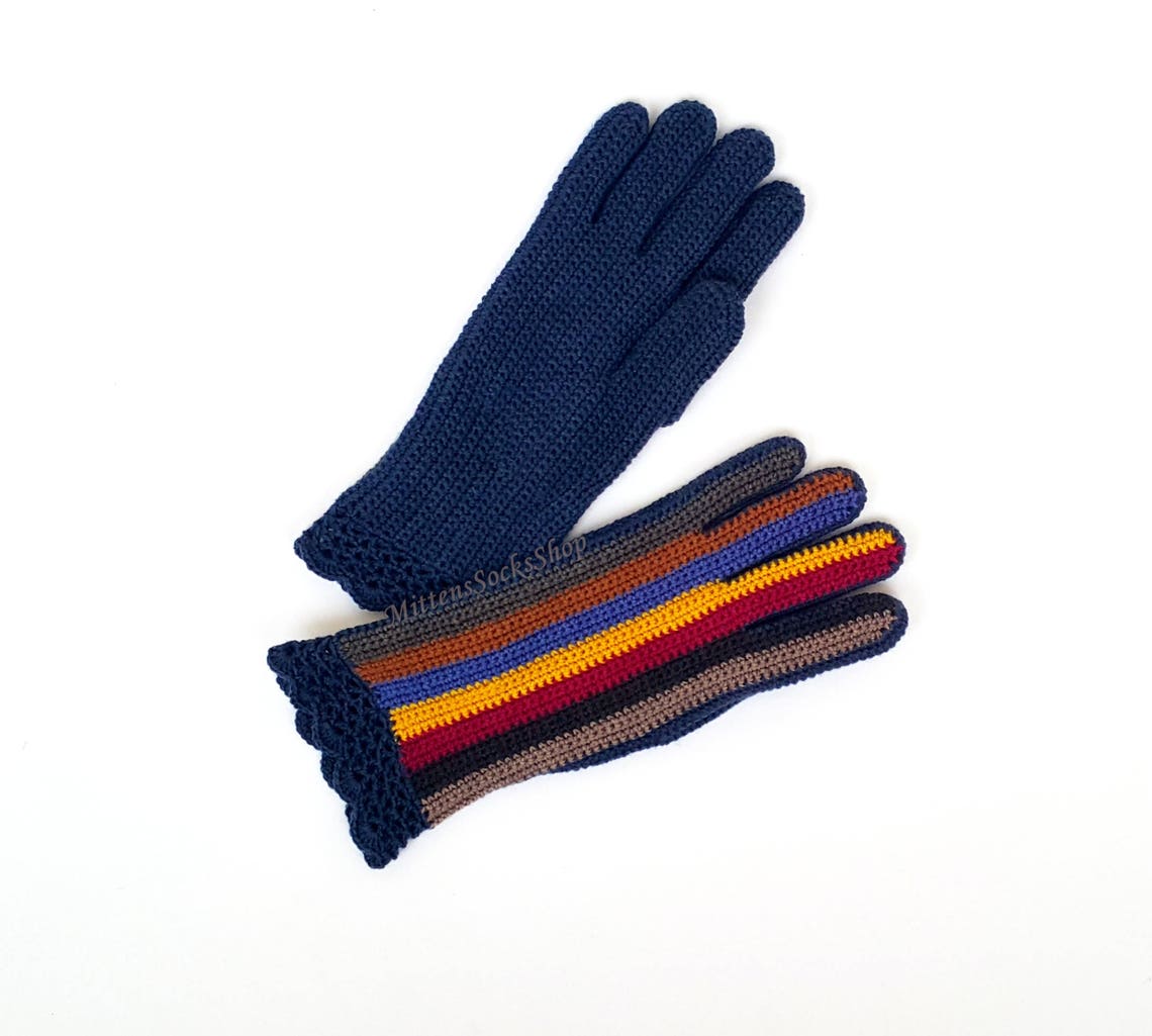 Yellow Blue Red Beige Gloves With Fingers Multicolor Womens - Etsy