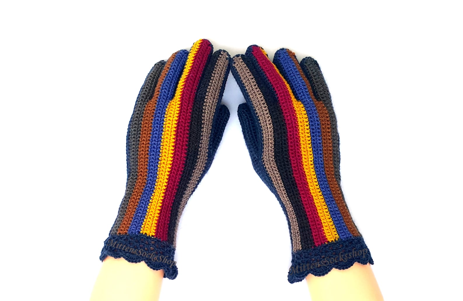 Yellow Blue Red Beige Gloves With Fingers Multicolor Womens - Etsy