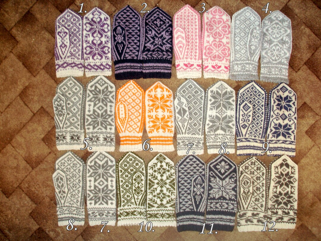 Nordic Mittens Hand Knit Wool Mittens Knit Wool Gloves - Etsy