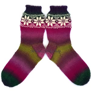 Purple Green Hand Knitted Socks, Purple Green Girls Socks, Purple Green ...