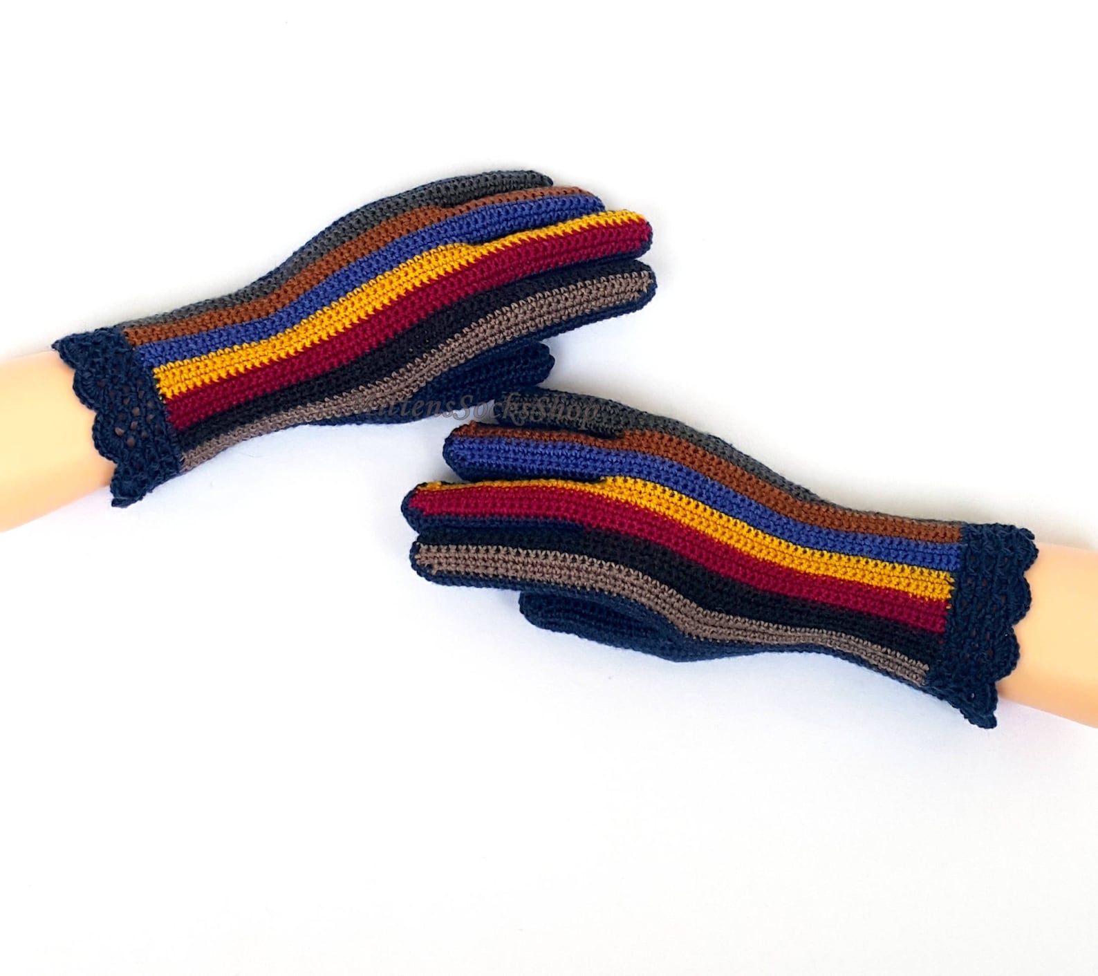 Yellow Blue Red Beige Gloves With Fingers, Fingerless Gloves ...