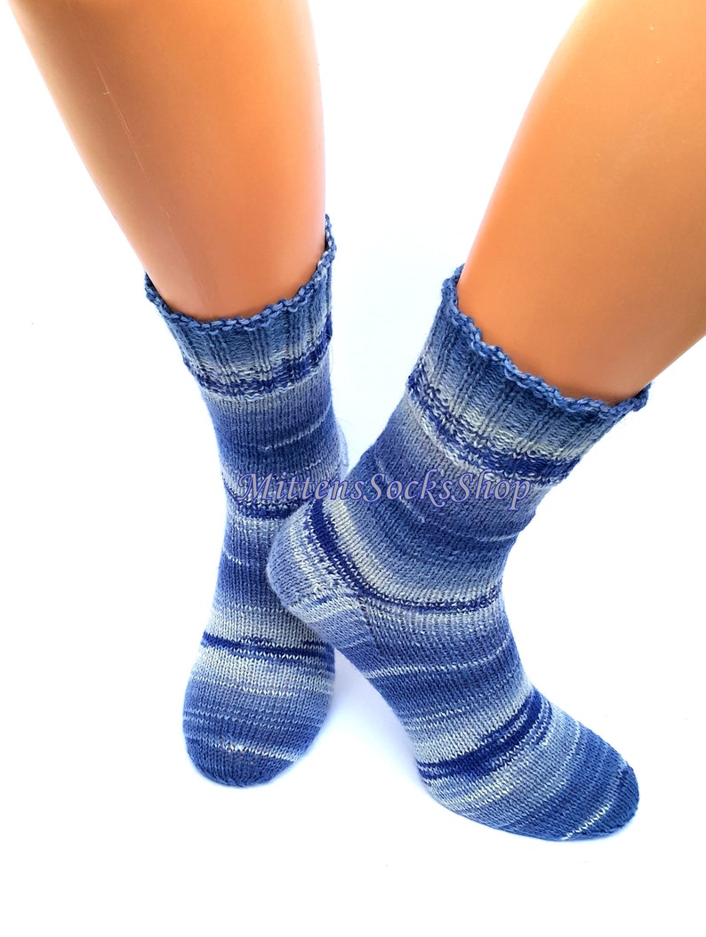 Hand Knit Blue Socks Denim Blue Womens Socks Blue Mens - Etsy