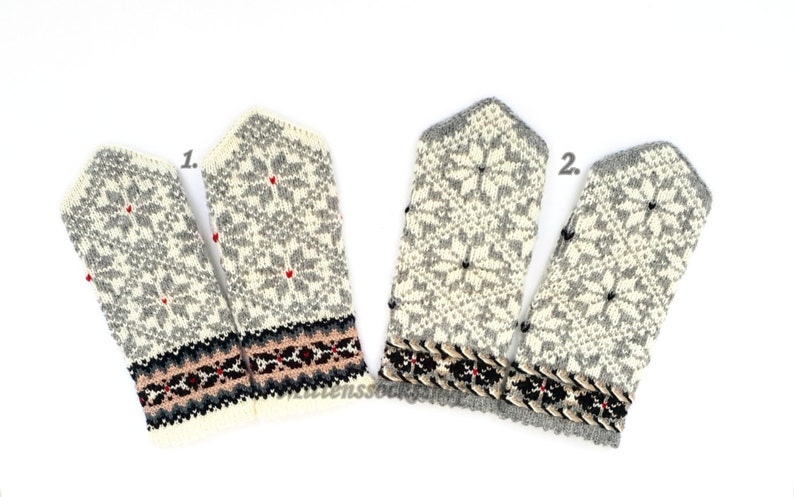 White Gray Mittens Hand Knit Wool Mittens Hand Knit White - Etsy