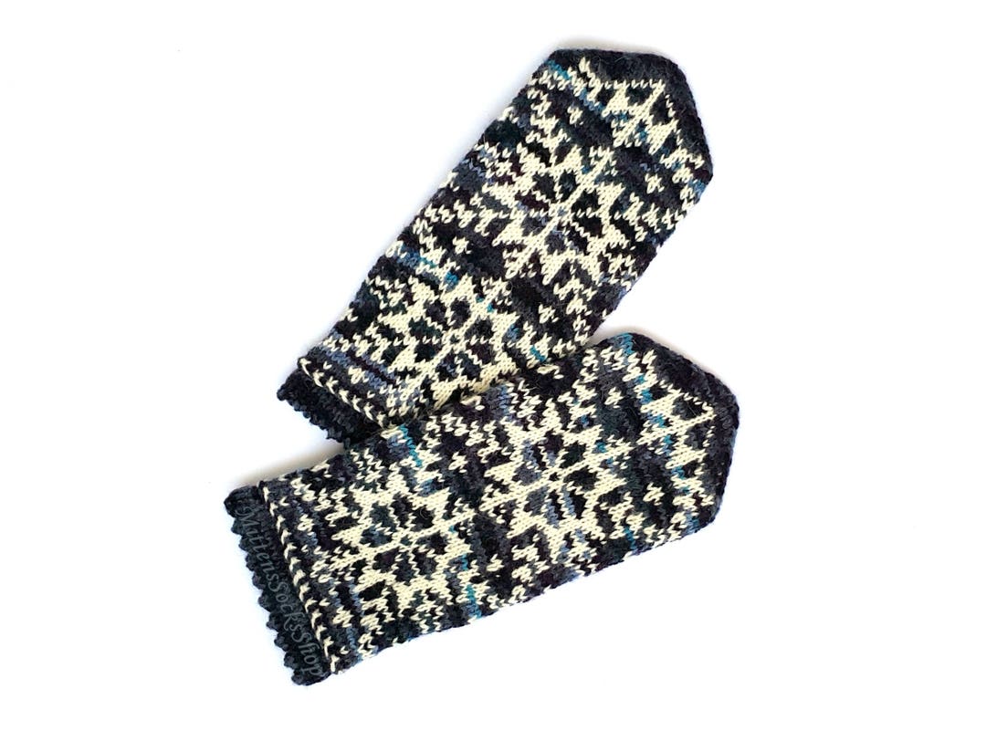 Snowflake Mittens, Hand Knitted Gloves, Latvian Mittens, Hand Knit ...