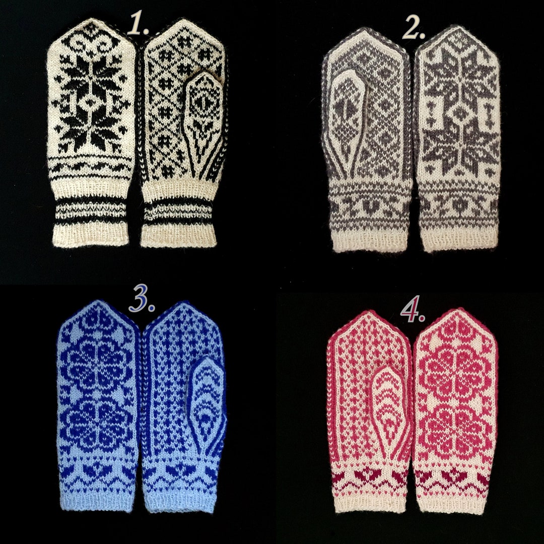 Hand Knit Wool Nordic Mittens: Unisex Scandinavian Winter Gloves - Etsy