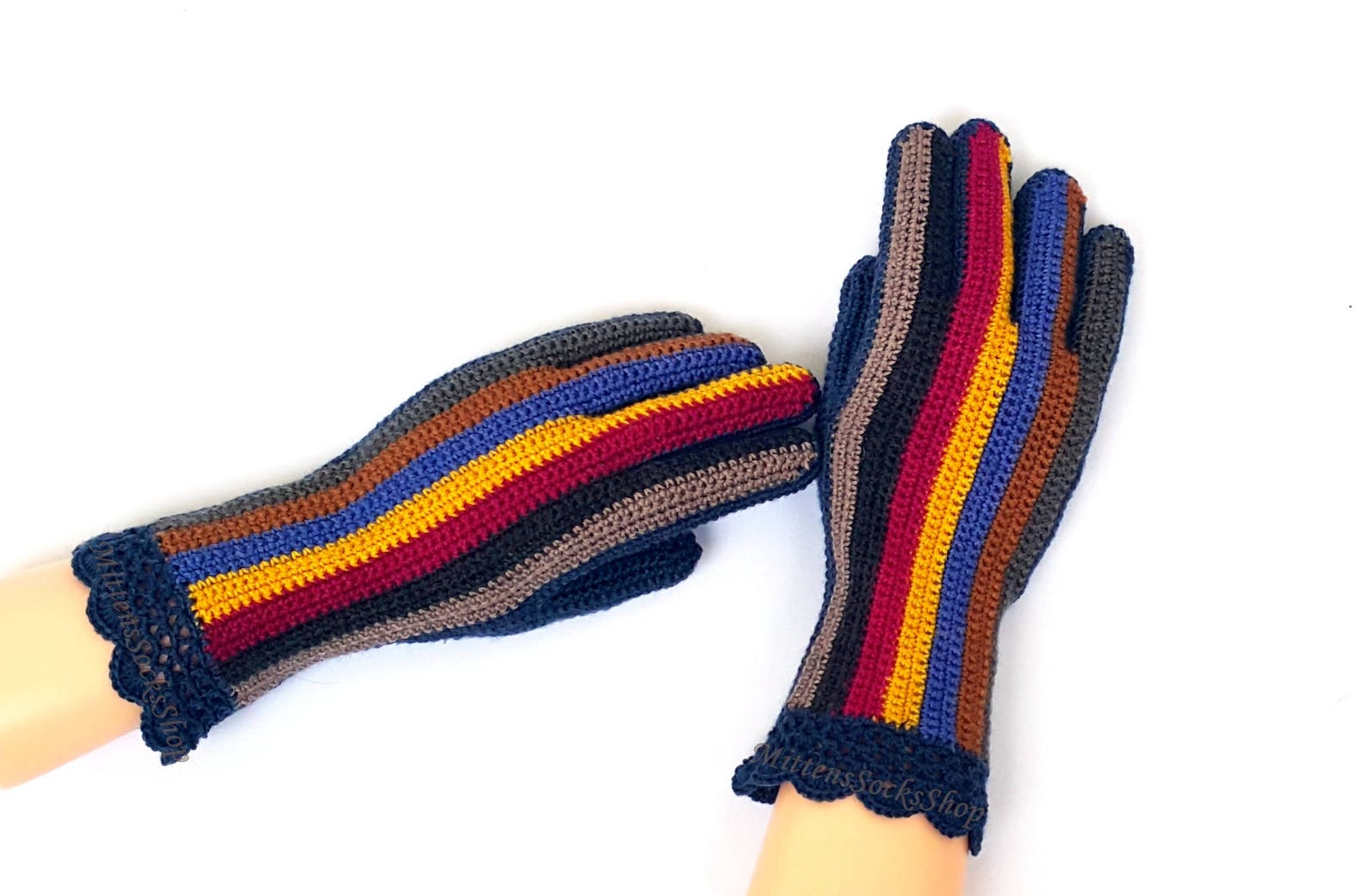 Yellow Blue Red Beige Gloves With Fingers Multicolor Womens - Etsy