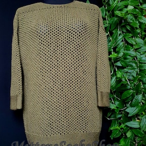 Hand Knit Mesh Sweater, Long Oversize Mesh Jumper, Hand Knit Khaki ...