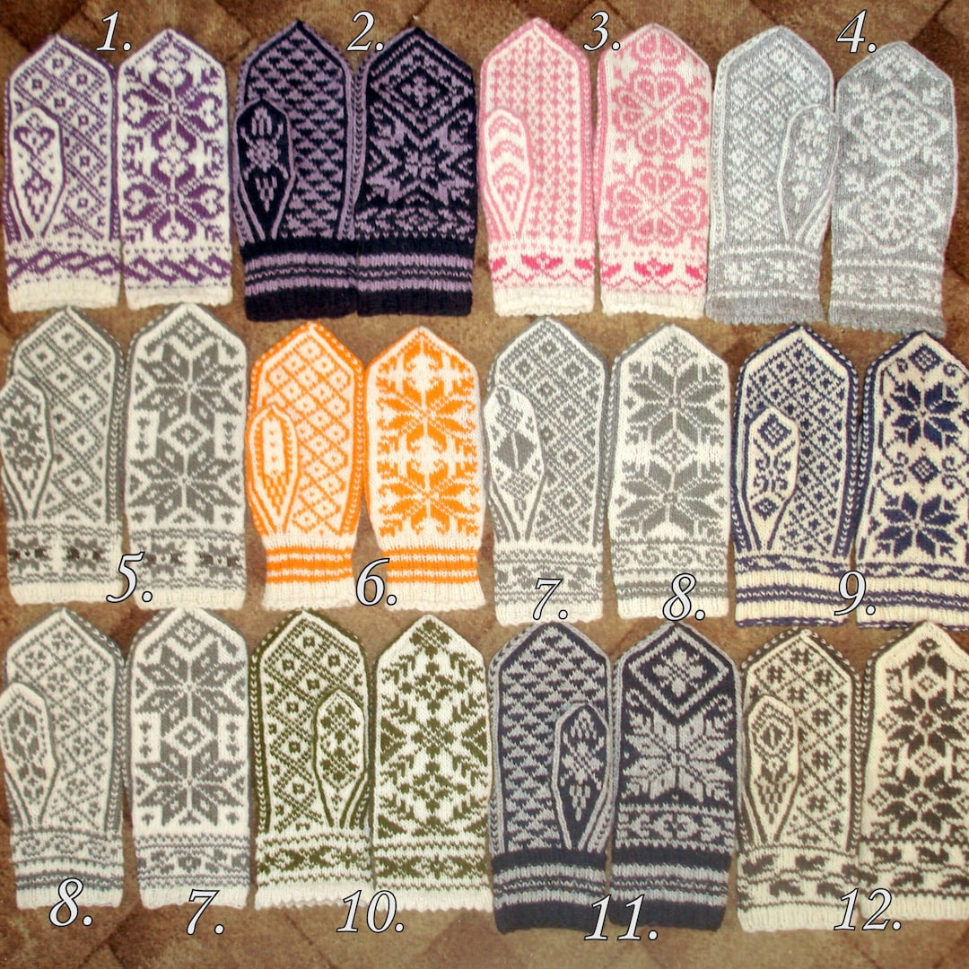 Nordic Mittens, Hand Knit Wool Mittens, Knit Wool Gloves, Norwegian ...
