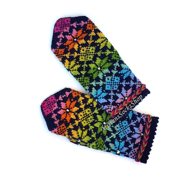 Rainbow Mittens - Etsy