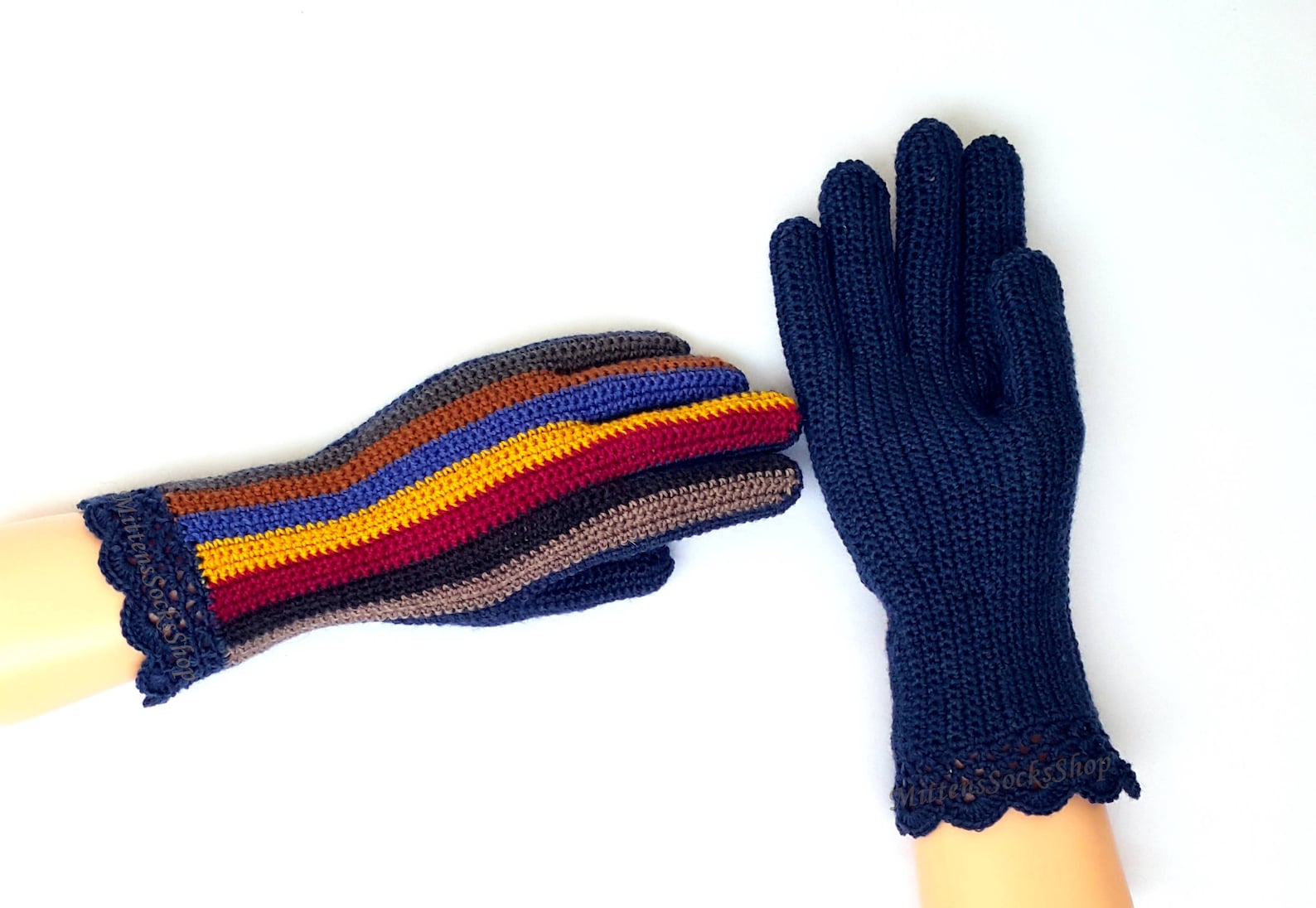 Yellow Blue Red Beige Gloves With Fingers Multicolor Womens - Etsy