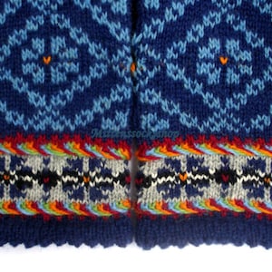 Blue Wool Mittens, Hand Knitted Mittens, Hand Knitted Blue Gloves, Wool ...